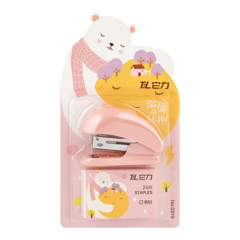UBS Cute Panda Mini Stapler Set, Pink, 0319