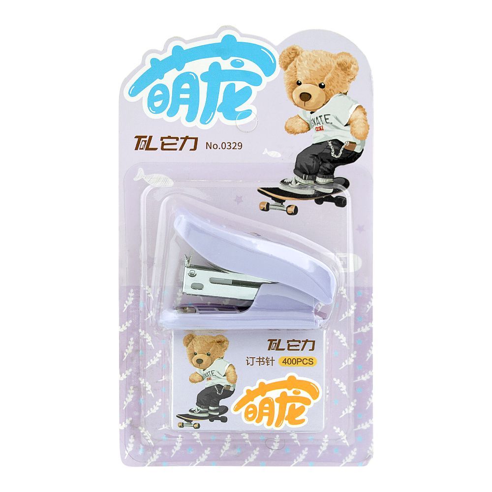 UBS Cute Bear Mini Stapler Set, Purple, 0329