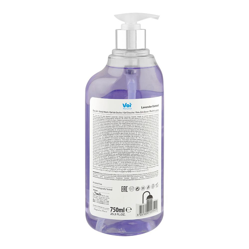 Voi Lavender Extract Relaxing Body Wash with Vitamin E, Alcohol Free, 750ml