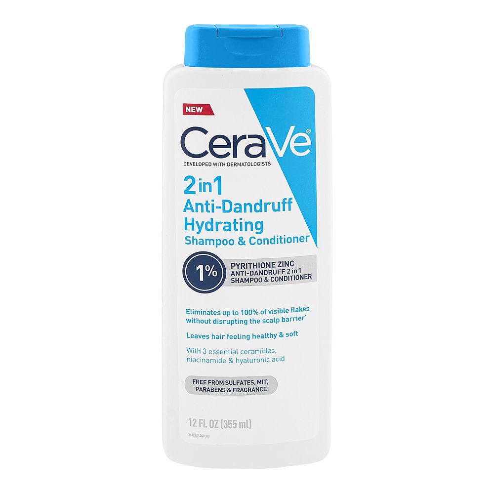 CeraVe 2in1 Anti-Dandruff Hydrating Shampoo & Conditioner, Sulphate ...