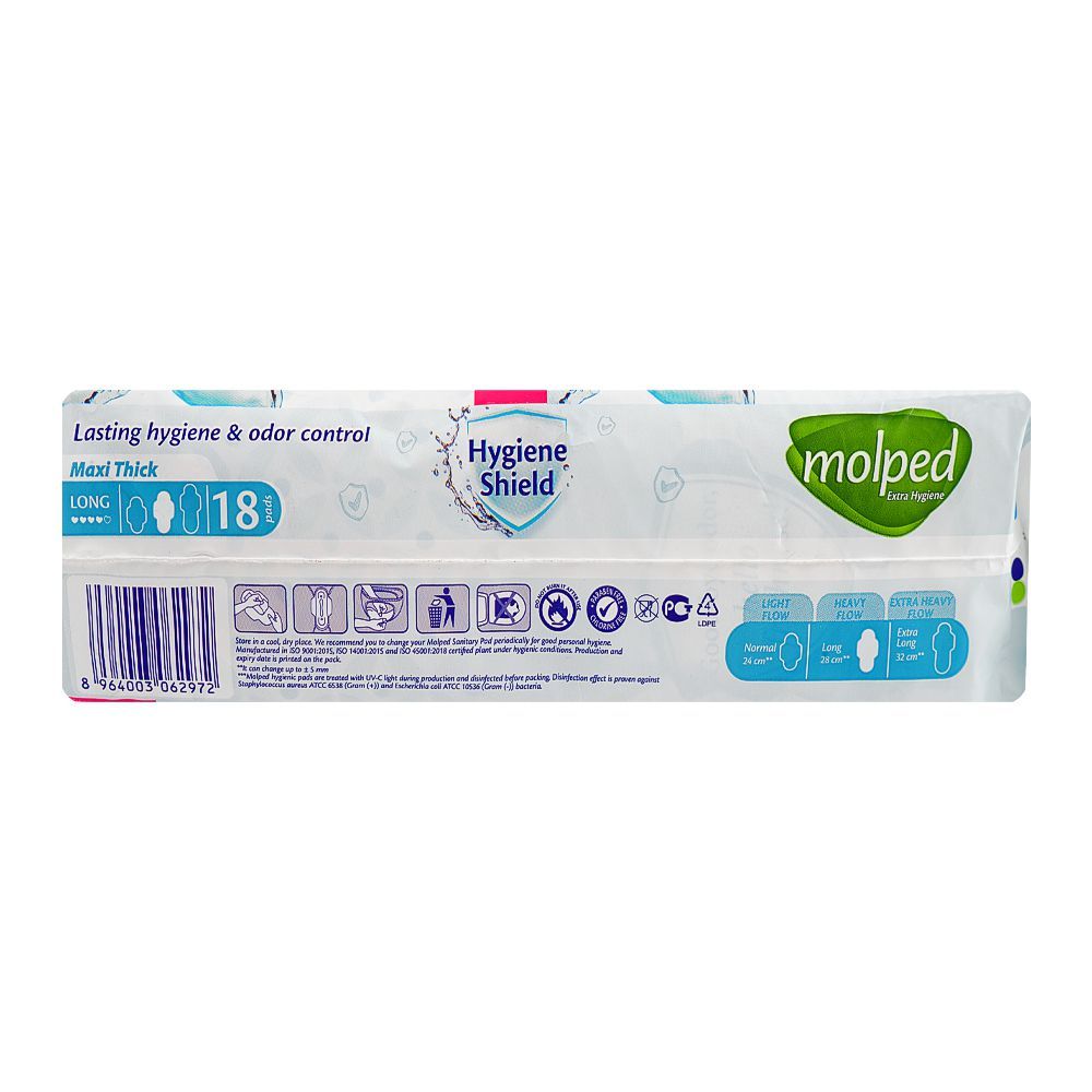 Molped Extra Hygiene Shield Maxi Thick Sanitary Pads, Long, 18 Pads ...