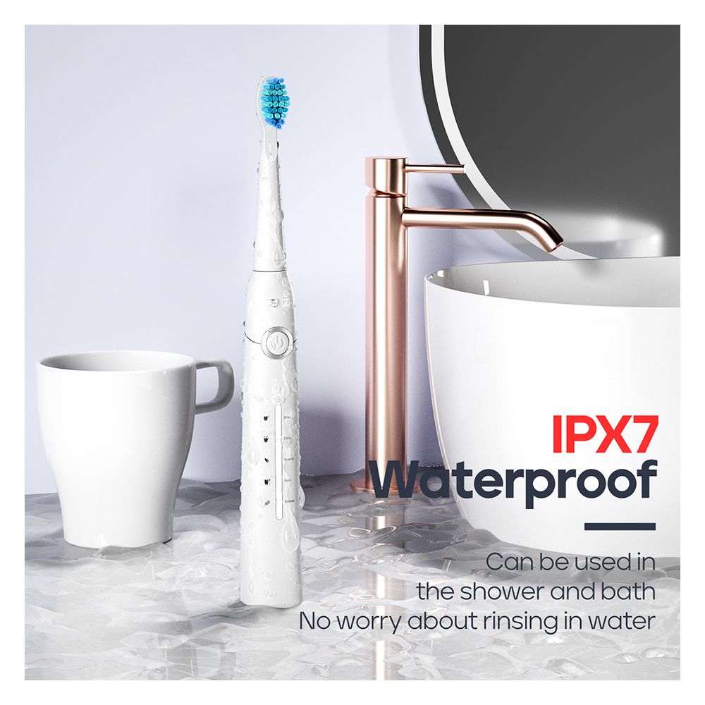 Seago Electric Toothbrush with 8 Brush Heads, 5 Cleaning Modes, IPX7 ...