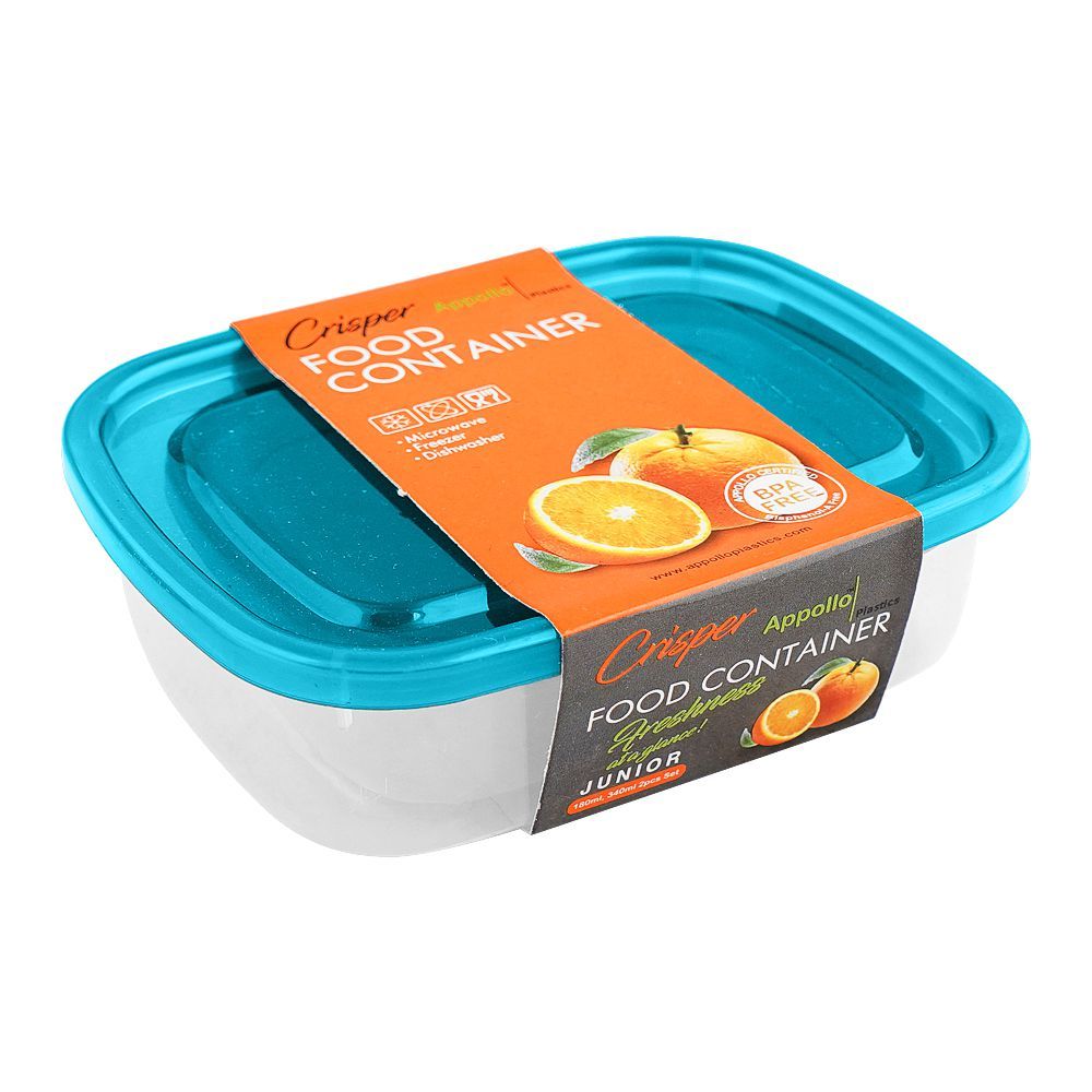 Appollo Crisper Food Container 2 Pieces Set Junior, Turquiose