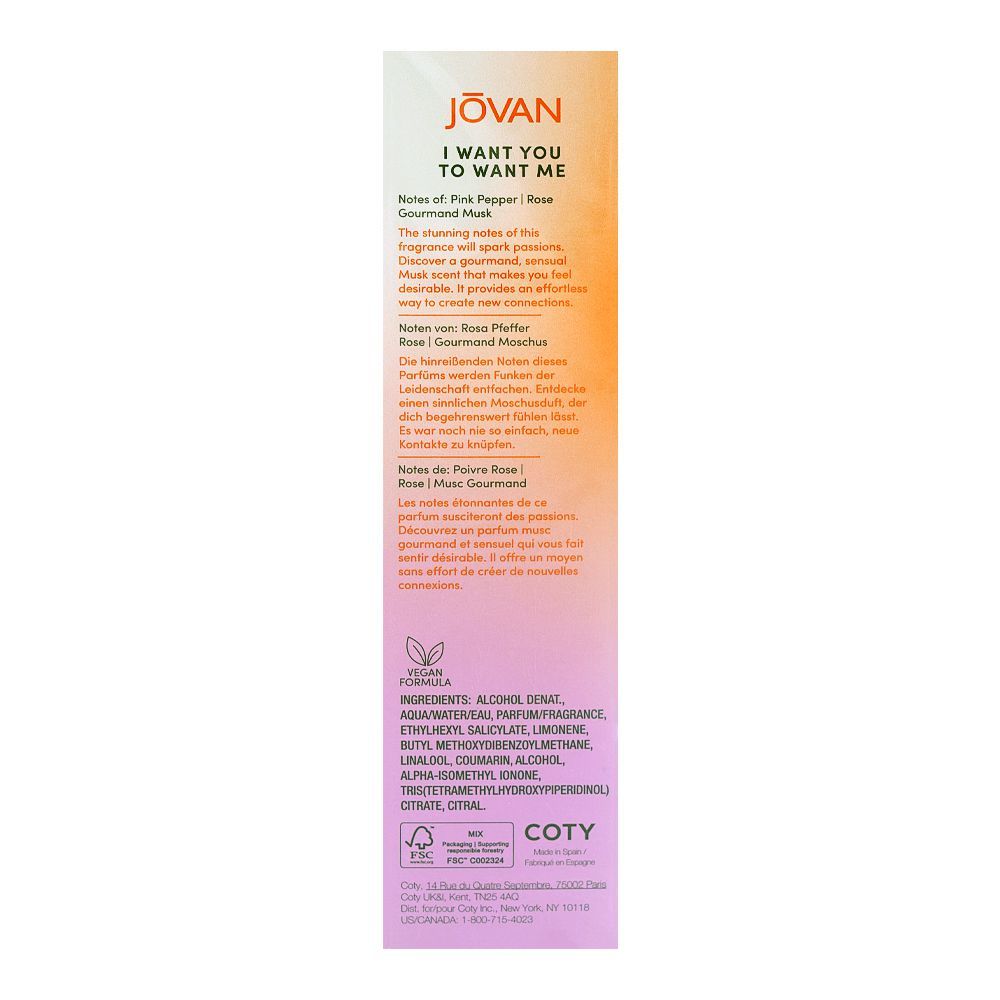 Jovan I Want You To Want Me Sensual Musk, Eau De Parfum, For Men ...