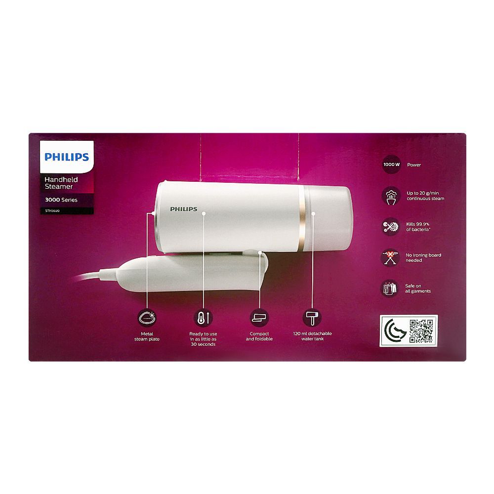 Philips 3000 Series Handheld Garments Steamer, 1000W, STH3020/16