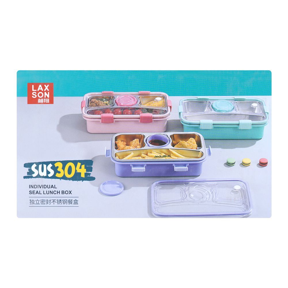 Sus 304 Lunch Box, 650ml + 150ml, Pink, 7108