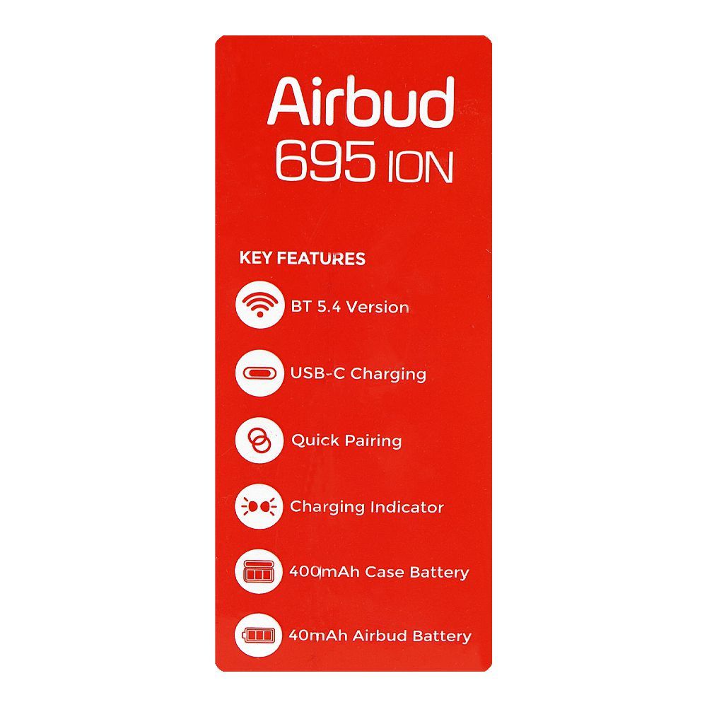Audionic Quad Mic With ENC Earbuds Airbud-695 Ion, 40H Play Time ...