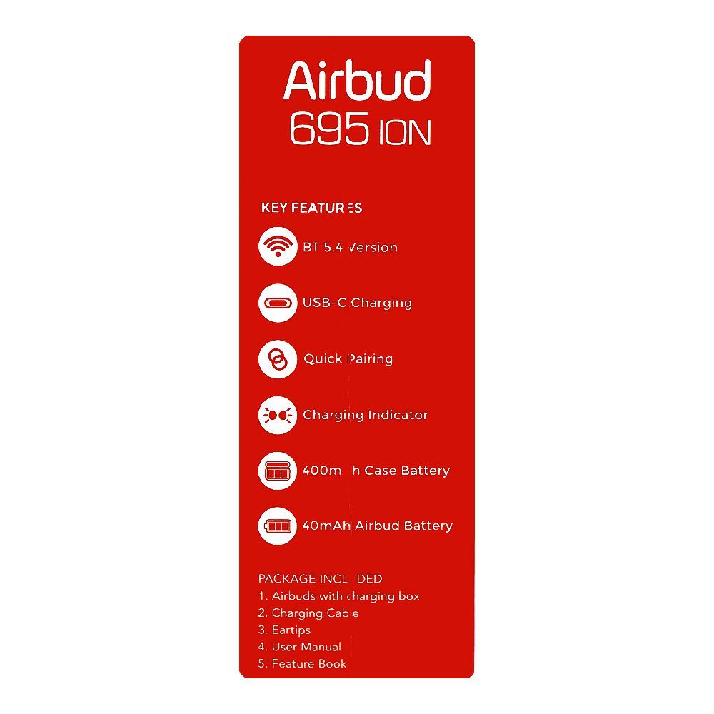 Audionic Quad Mic With ENC Earbuds Airbud-695 Ion, 40H Play Time ...