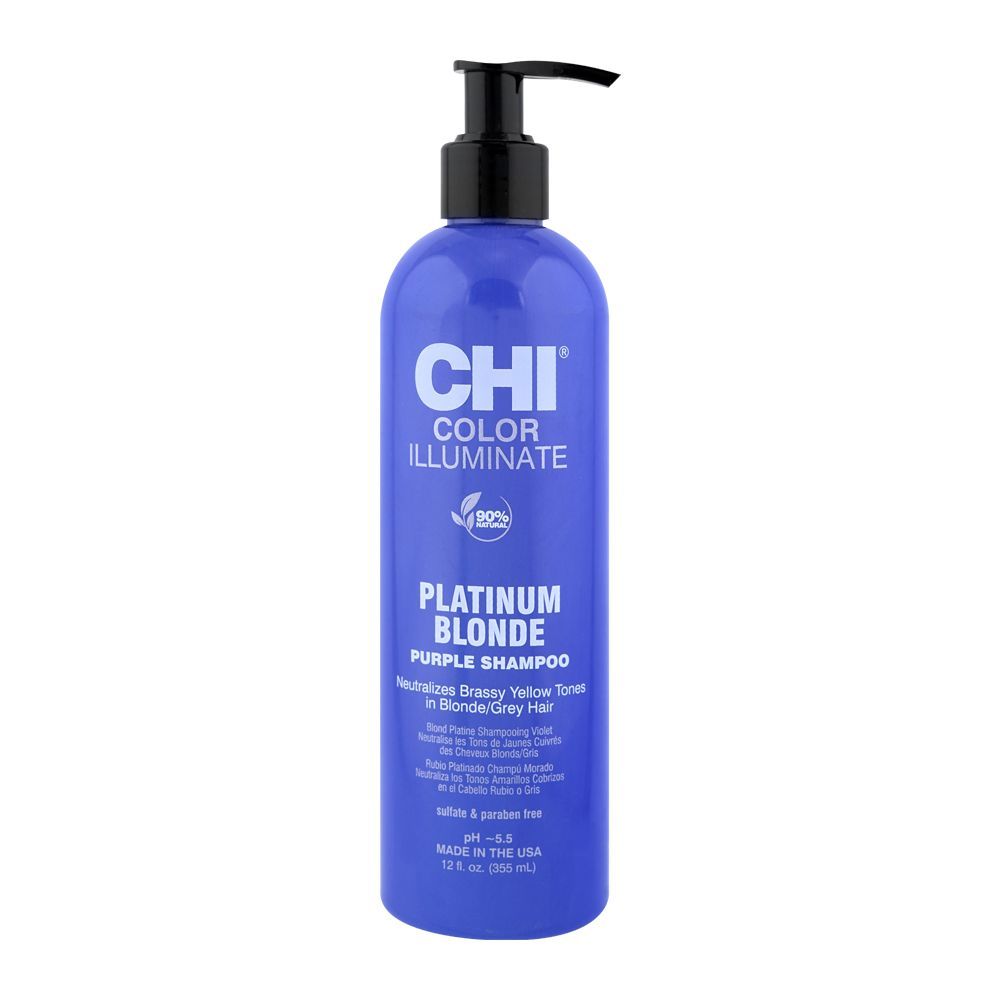 CHI Color Illuminate 90% Natural Platinum Blonde Purple Shampoo ...