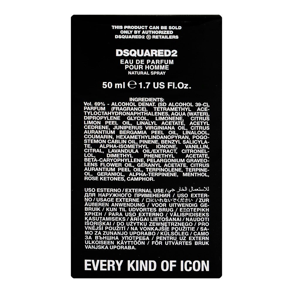 Dsquared2 Icon Pour Homme, Eau De Parfum, For Men, 50ml