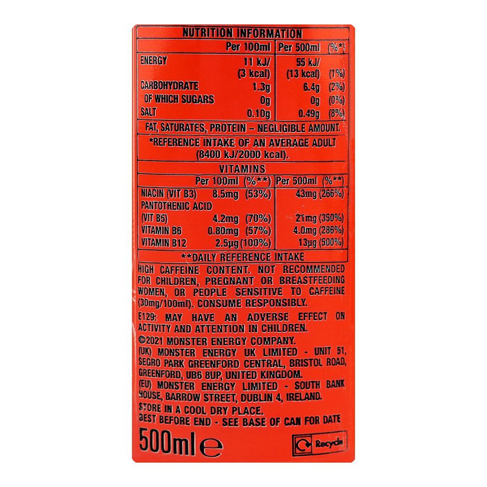 Monster Ultra Water Melon Zero Sugar Energy Drink, 500ml