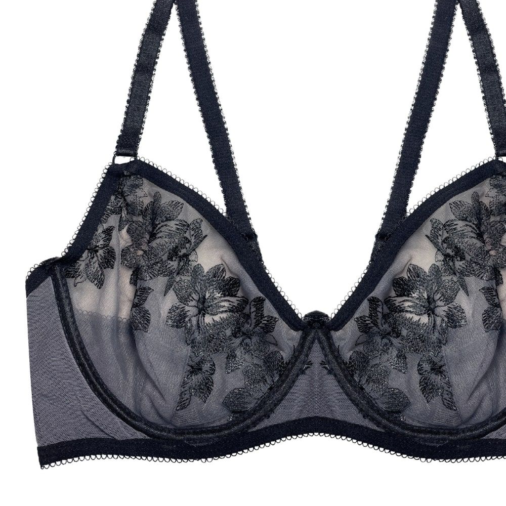 Sajiero Women's Embroidered Bra Set, Lace-Net, Underwire, Adjustable ...