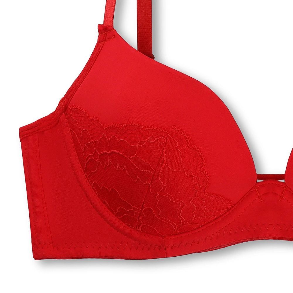 Sajiero Women's Embroidered Padded Bra and Panty Set, Poly-Cotton ...