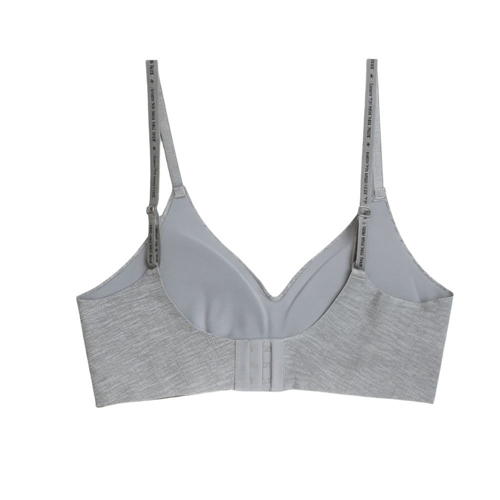 Sajiero Women's Seamless Ribbed Soft Form Padded Bra, Spandex, Grey, 301770