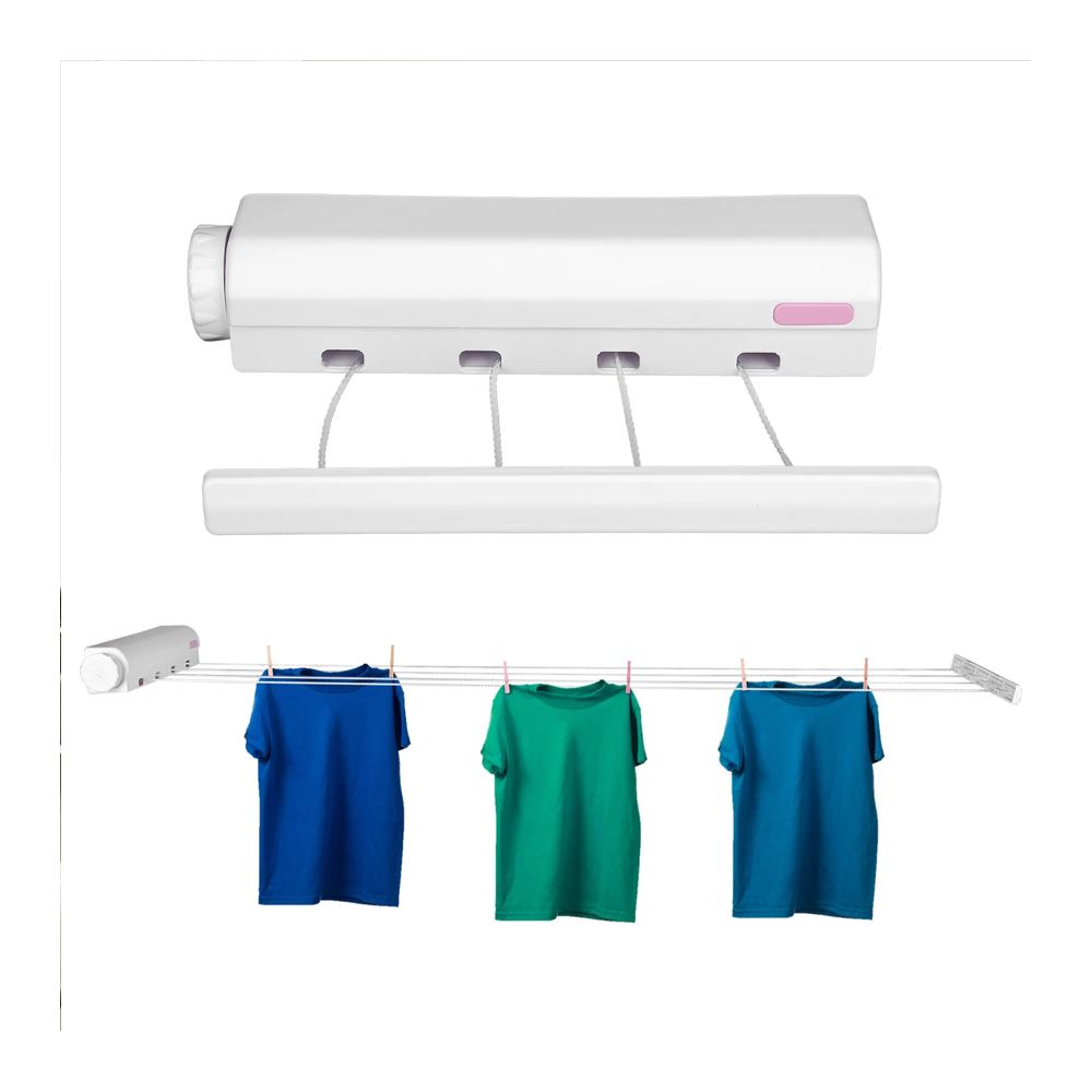 AJF 4-Line Wall Mounted Laundry Washing Line Dryer Rope, 2-Meter