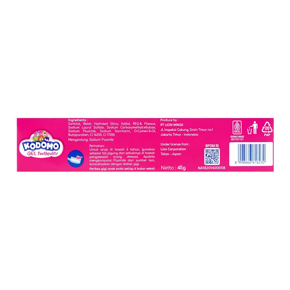 Kodomo Mixed Berries Gel Anti-Bacterial Toothpaste, 45g
