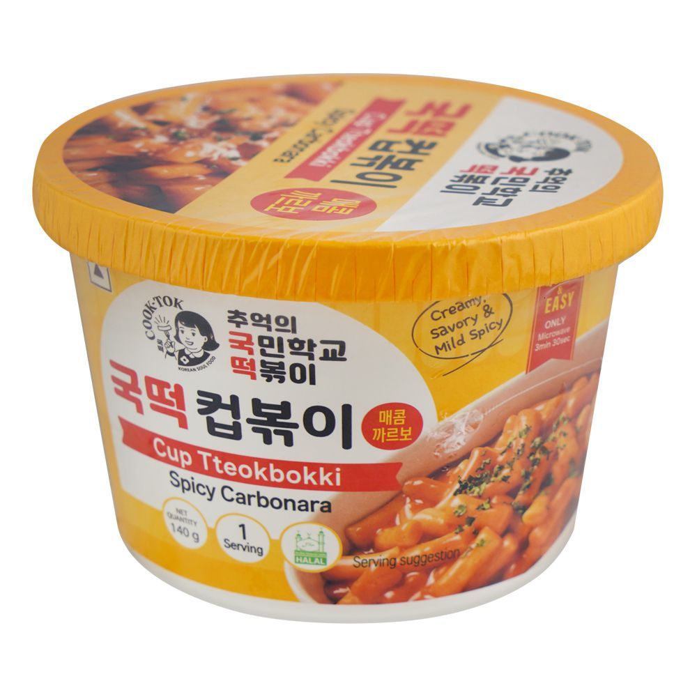 Cook-Tok Cup Tteok Bokki Bowl, Spicy Carbonara, 140g