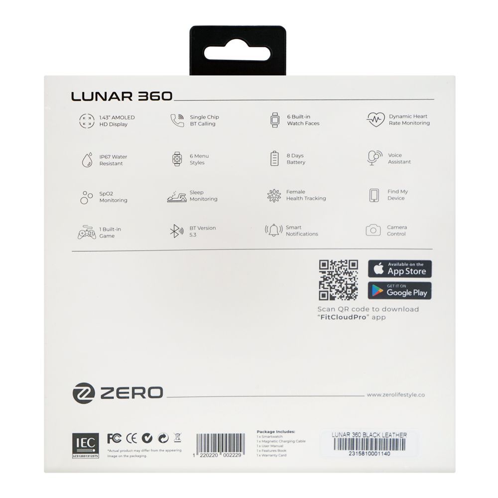 Zero 1.43 Inch Amoled HD Display Lunar 360 Smart Watch, BT Calling ...