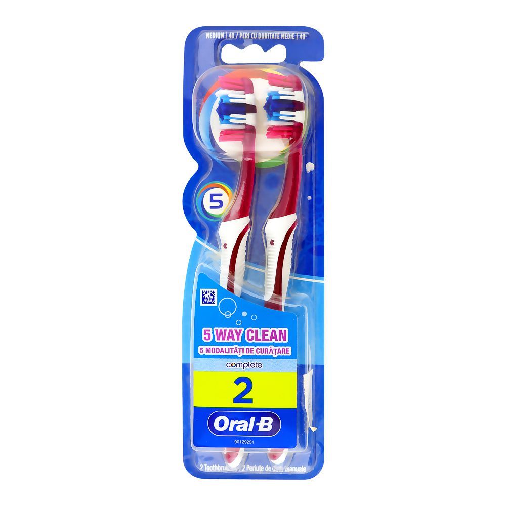 Oral-B 5 Way Clean Complete Toothbrush, Medium, 2-Pack