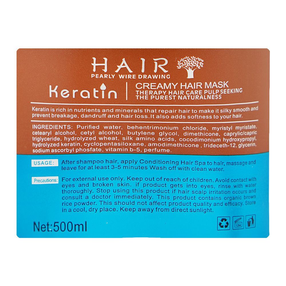 Keratin Moisturizing & Smooth Creamy Hair Mask, Vitamin B5, Amino Acid ...
