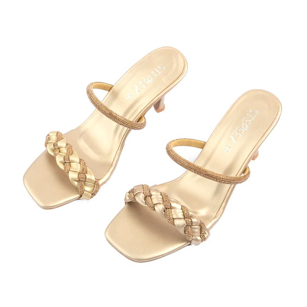 Stepeez Women's Embellish Braided Heels, Golden
