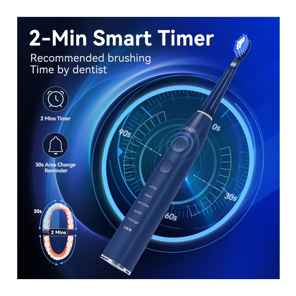 Seago 5 Modes & 5 Heads Electric Toothbrush For Adults, IPX7 Waterproof ...
