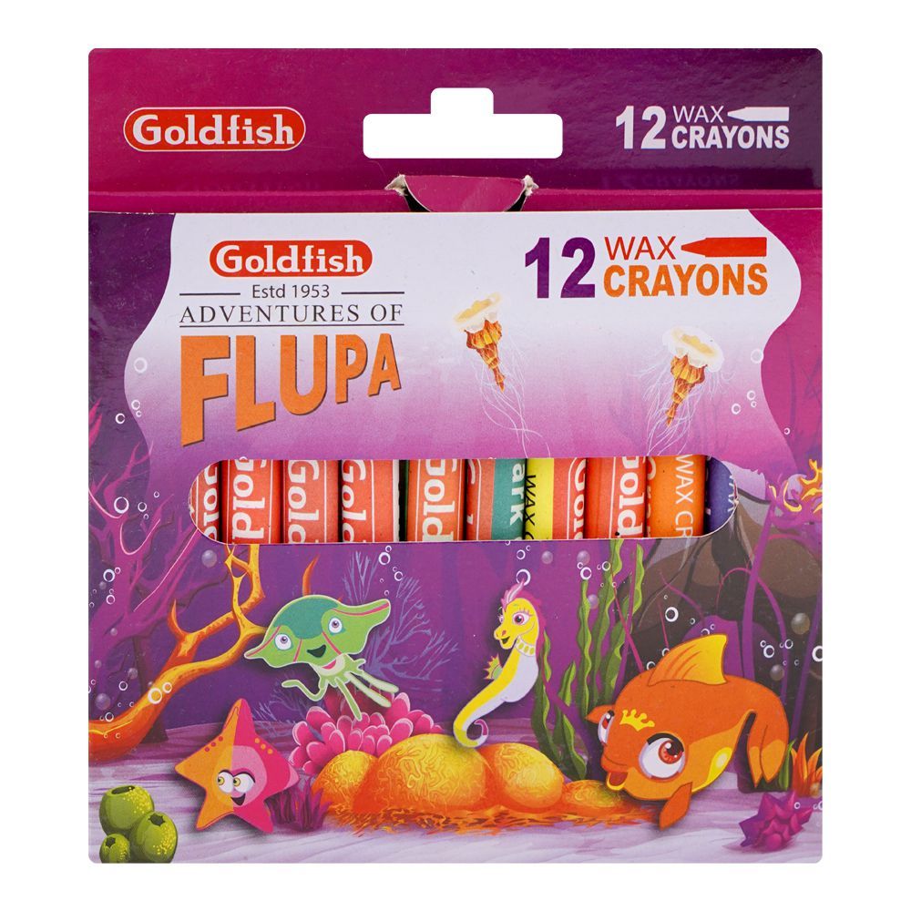 Goldfish Adventure Of Flupa Wax Crayons, C12-S, 12-Pack, Assorted Colours