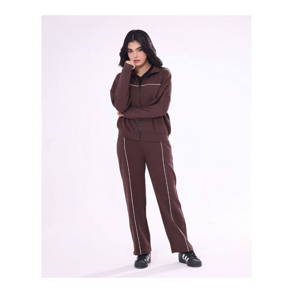 Sajiero Women's Tracksuit Daily Move, Fleece, Brown