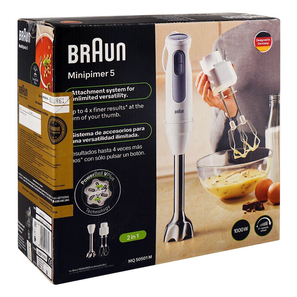 Braun Multi Quick 5 2-In-1 Hand Blender Set, 1000W, BPA Free, MQ-50501M