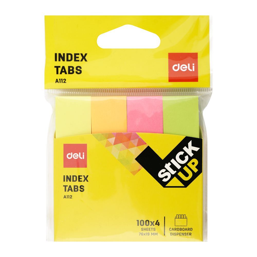 Deli Sticky Notes Index Tabs, Multi, EA11202, 4 X 100-Sheets