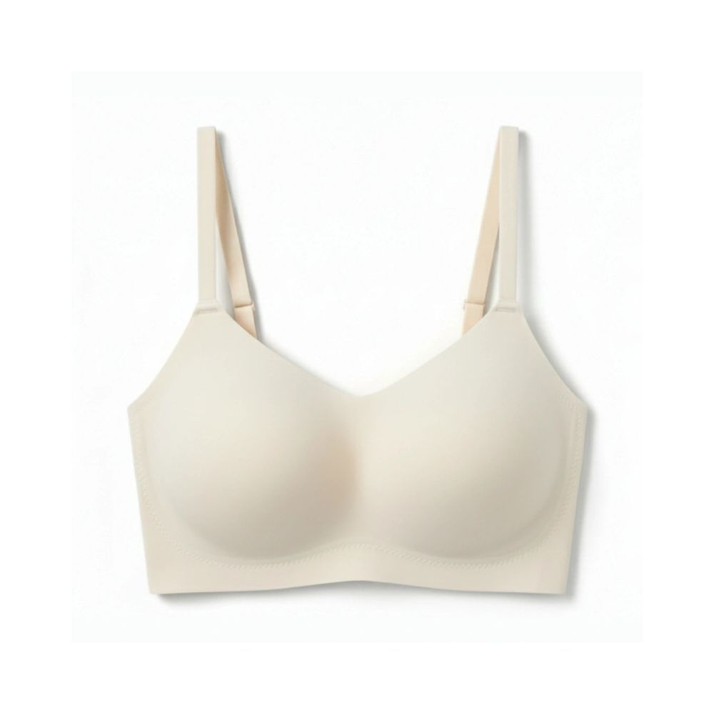 Sajiero Women's Padded Seamless Bra, Soft Fit, Cream
