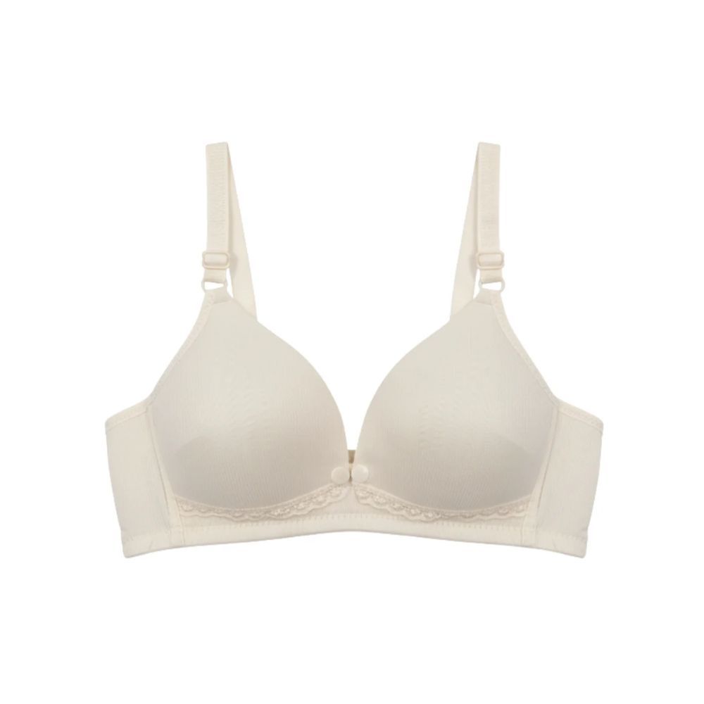 Sajiero Women's Padded Bra, Adjustable Straps, Rib Soft, Off White