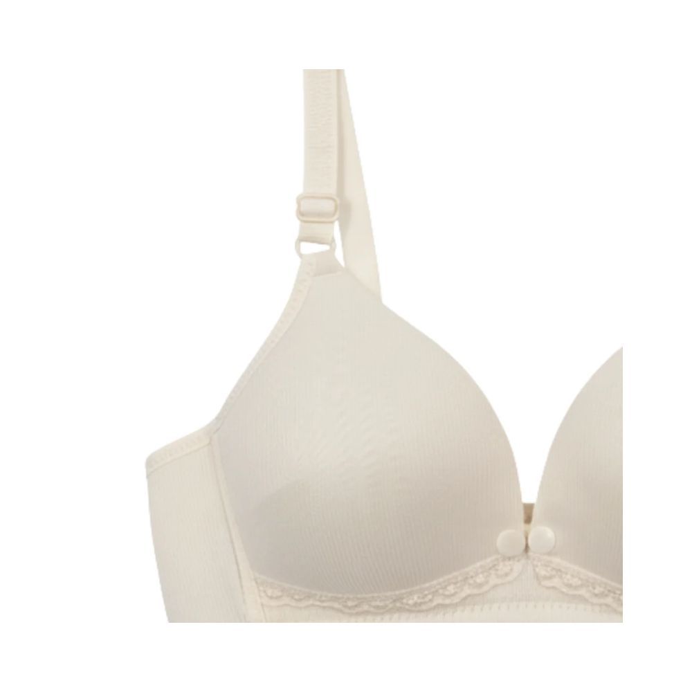 Sajiero Women's Padded Bra, Adjustable Straps, Rib Soft, Off White