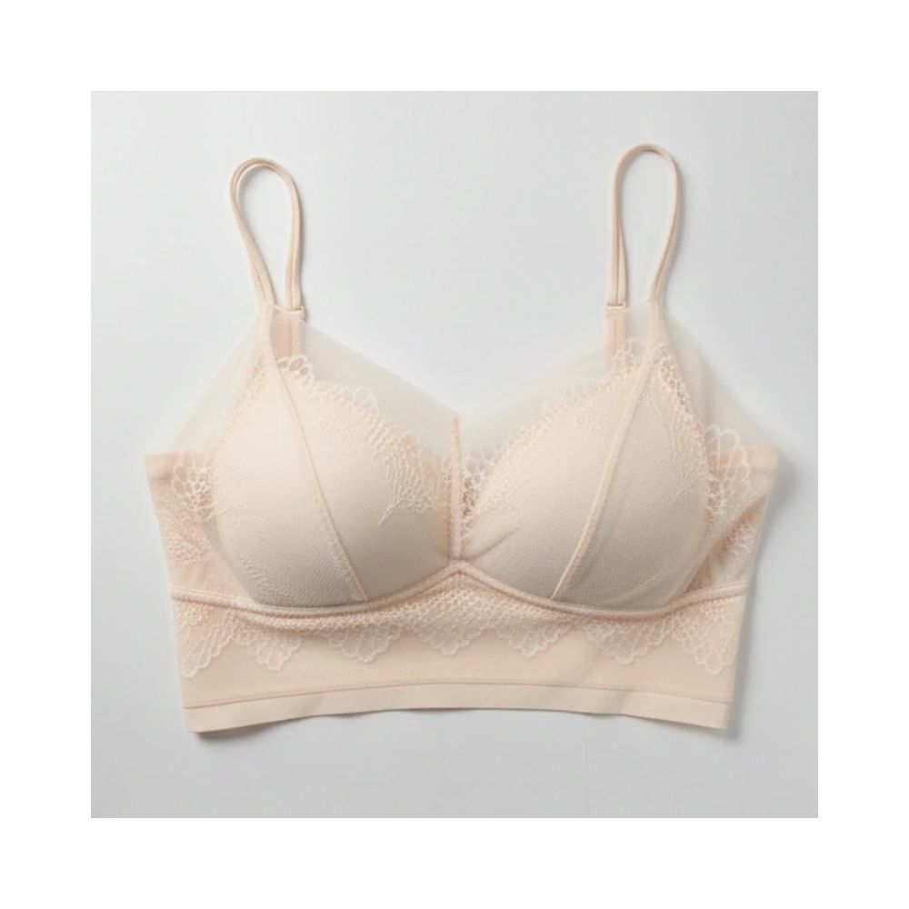 Sajiero Women's Seamless Padded Bra, Nua Lace, Adjustable Straps Skin ...