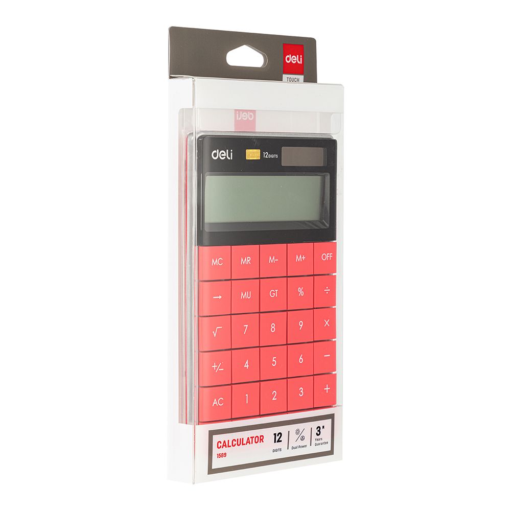 Order Deli Touch Series Acrylic Keys 12-Digits Desktop Calculator, Red ...