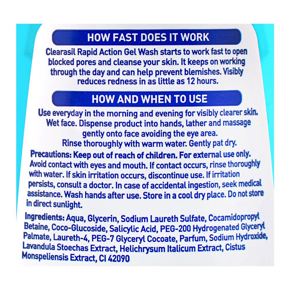 Order Clearasil Rapid Action Gel Face Wash, Visible Clearer Skin In As ...
