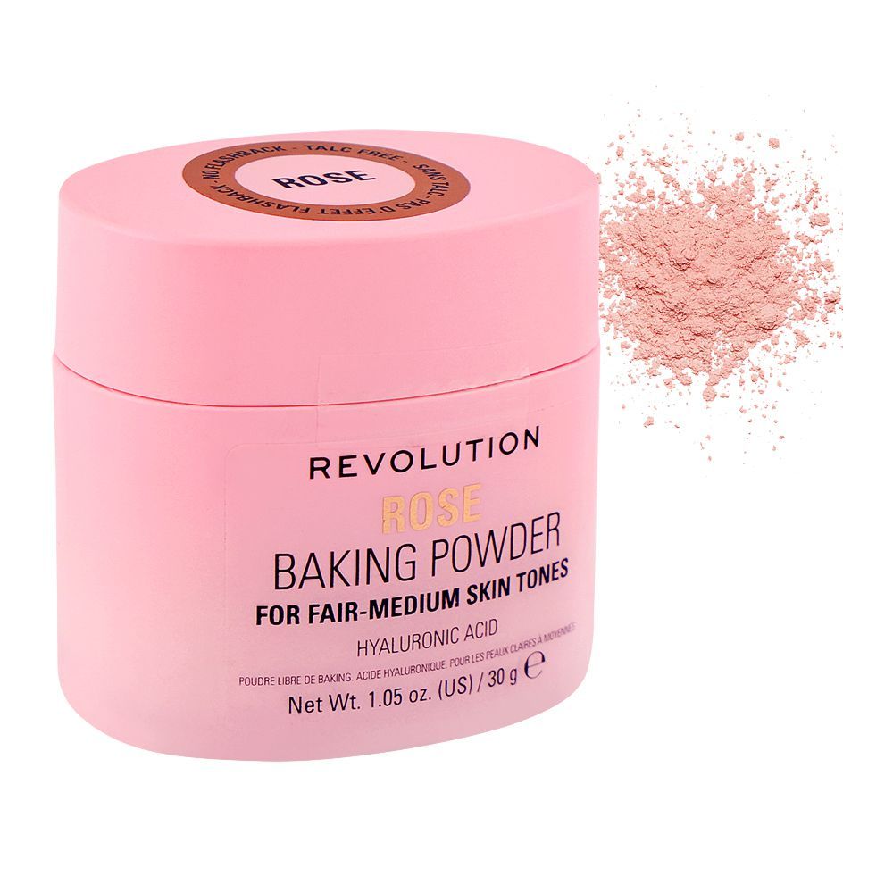 Makeup Revolution Rose Baking Powder, Hyaluronic Acid, 30g