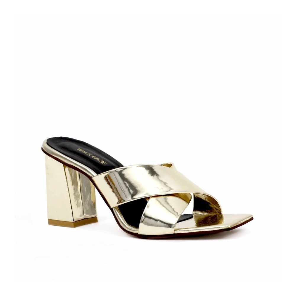Walkeaze Women Formal Block Heel, Golden, 62291S