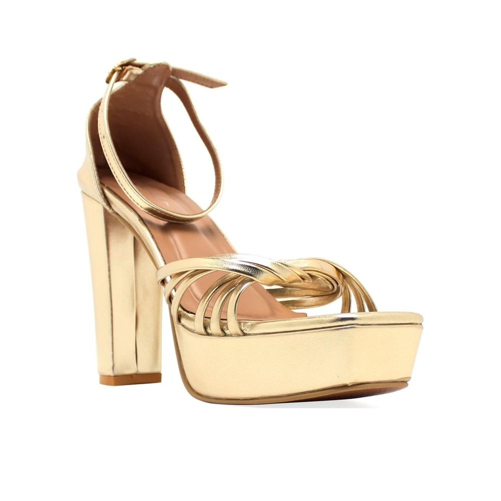 Walkeaze Women Formal Block Heel, Golden, 62833S