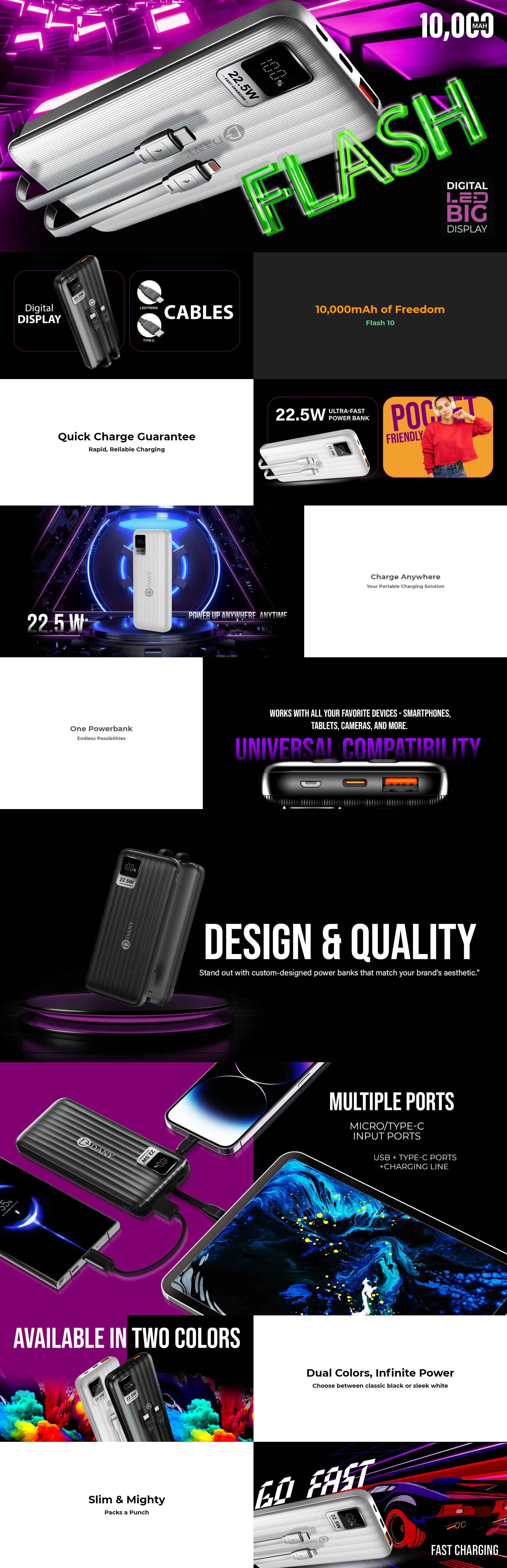 Purchase Dany Flash F-10 Power Bank, 10000 mAh, 22.5W, Digital Display ...