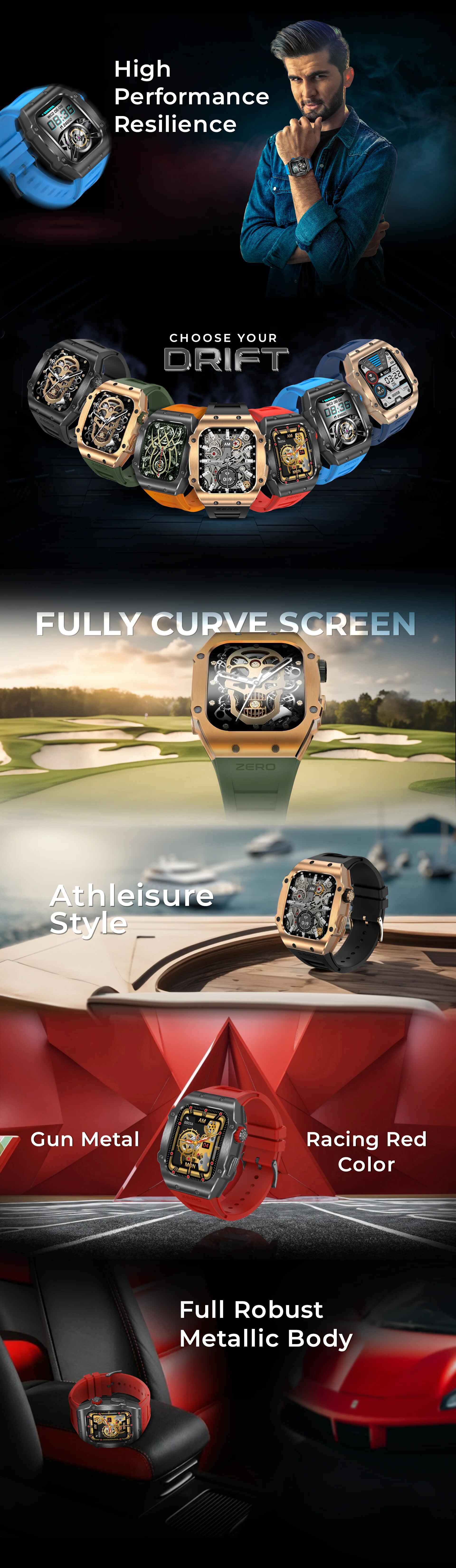 Purchase Zero 1.91" HD Display Drift Smart Watch, BT Calling, 100 ...